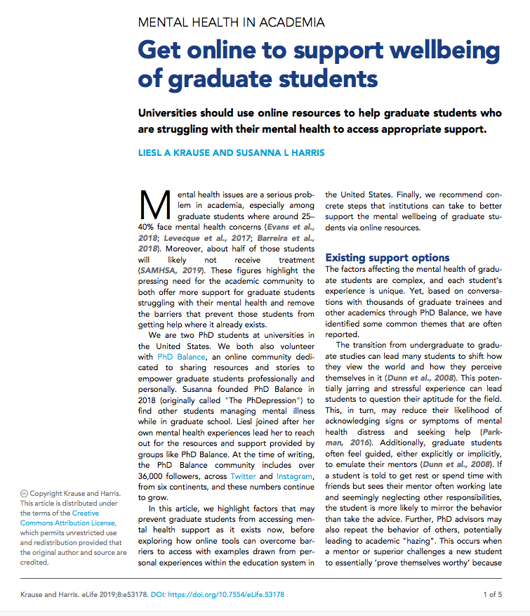 Mental Health in Academia: Get online to support wellbeing of graduate ...